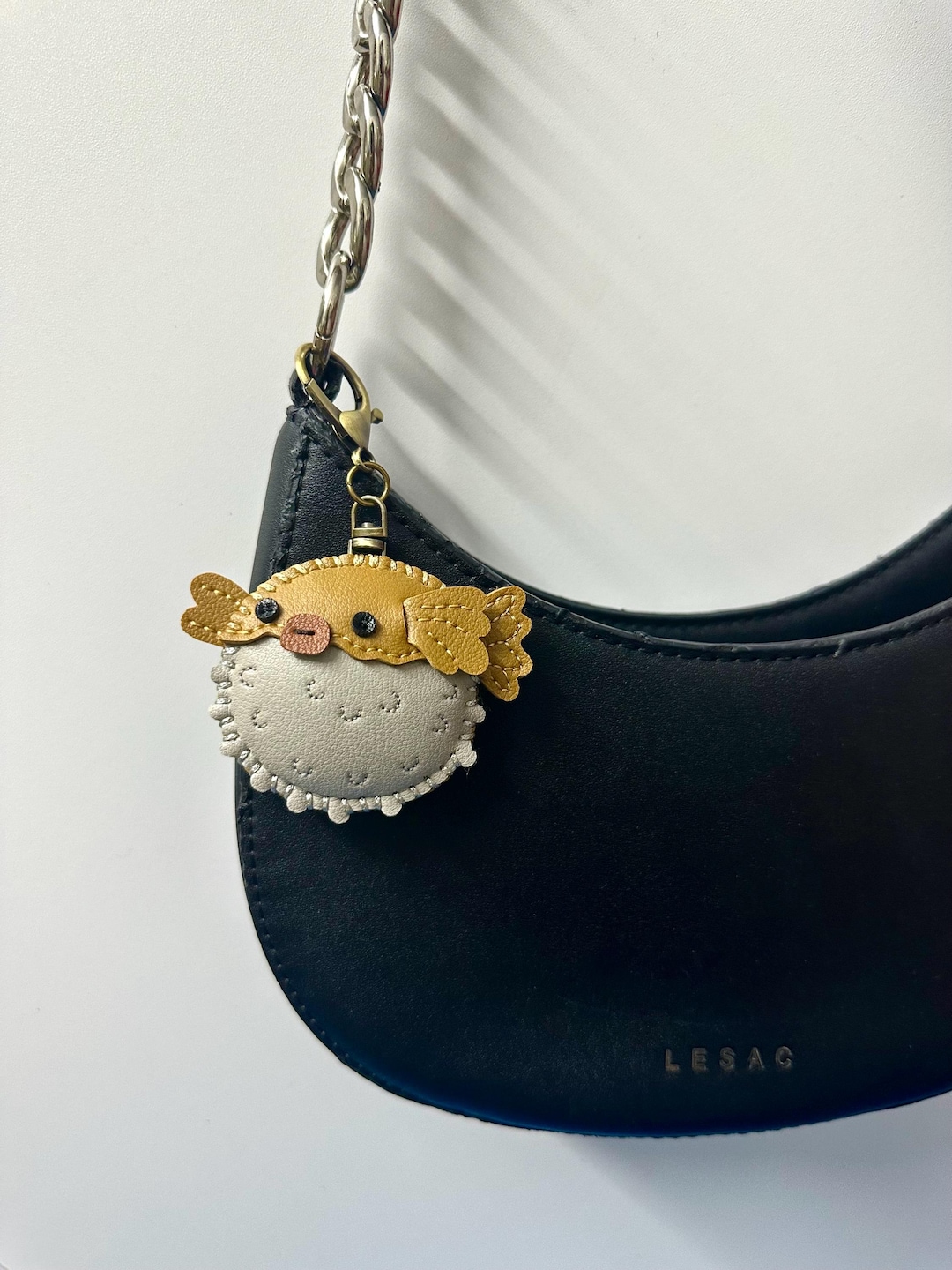 One-of-a-kind Pufferfish Leather Keychain, Fun Ocean Bag Accessory ...