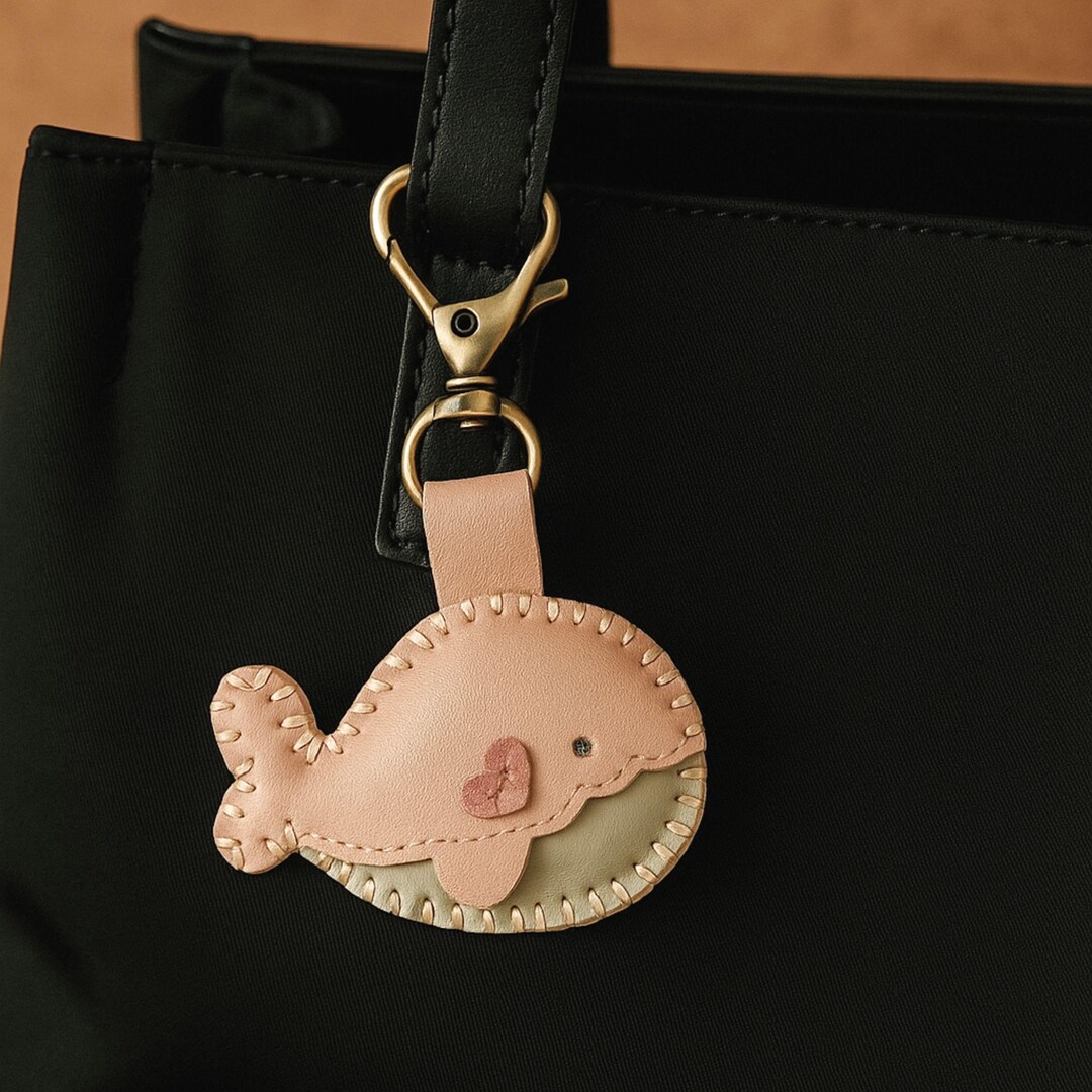 Handmade Leather Keychain, Whale Bag Charms, Gift for Her, Small Gift ...