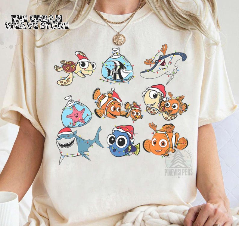 Disney Finding Nemo Characters Christmas Tee, Finding Dory T-shirt ...