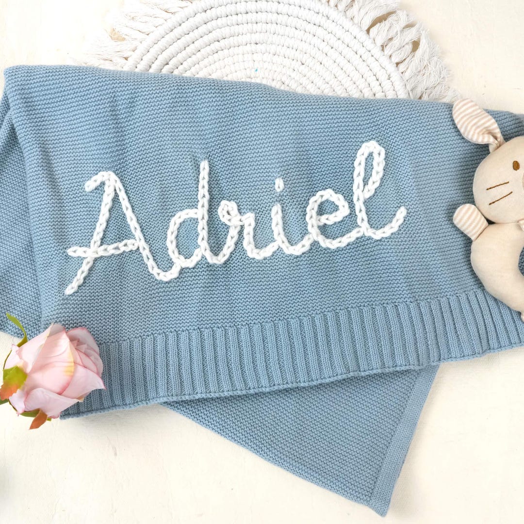 Custom Baby Name Blanket, Personalized Name Blanket, Embroidered Name ...