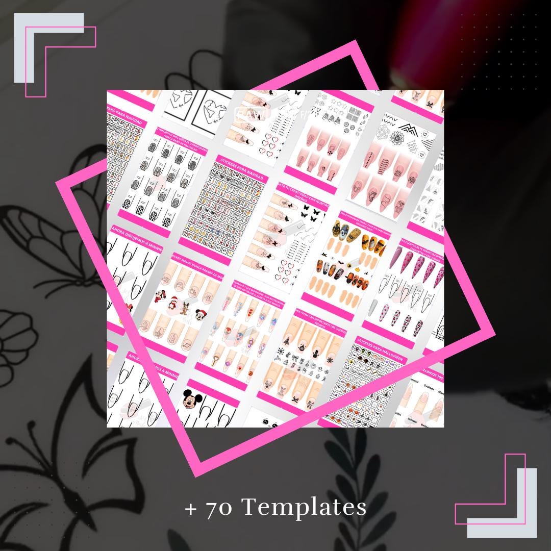 Top 70 Selling Nail Art Templates Bundle | Stencils | Nail Art Practice ...