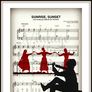 Fiddler on the Roof, Sunrise Sunset, Jewish, Judaica, Silhouette, Print ...