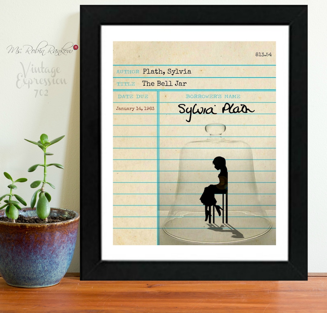 Sylvia Plath, the Bell Jar, Vintage Library Card Art, Book Art, Print ...