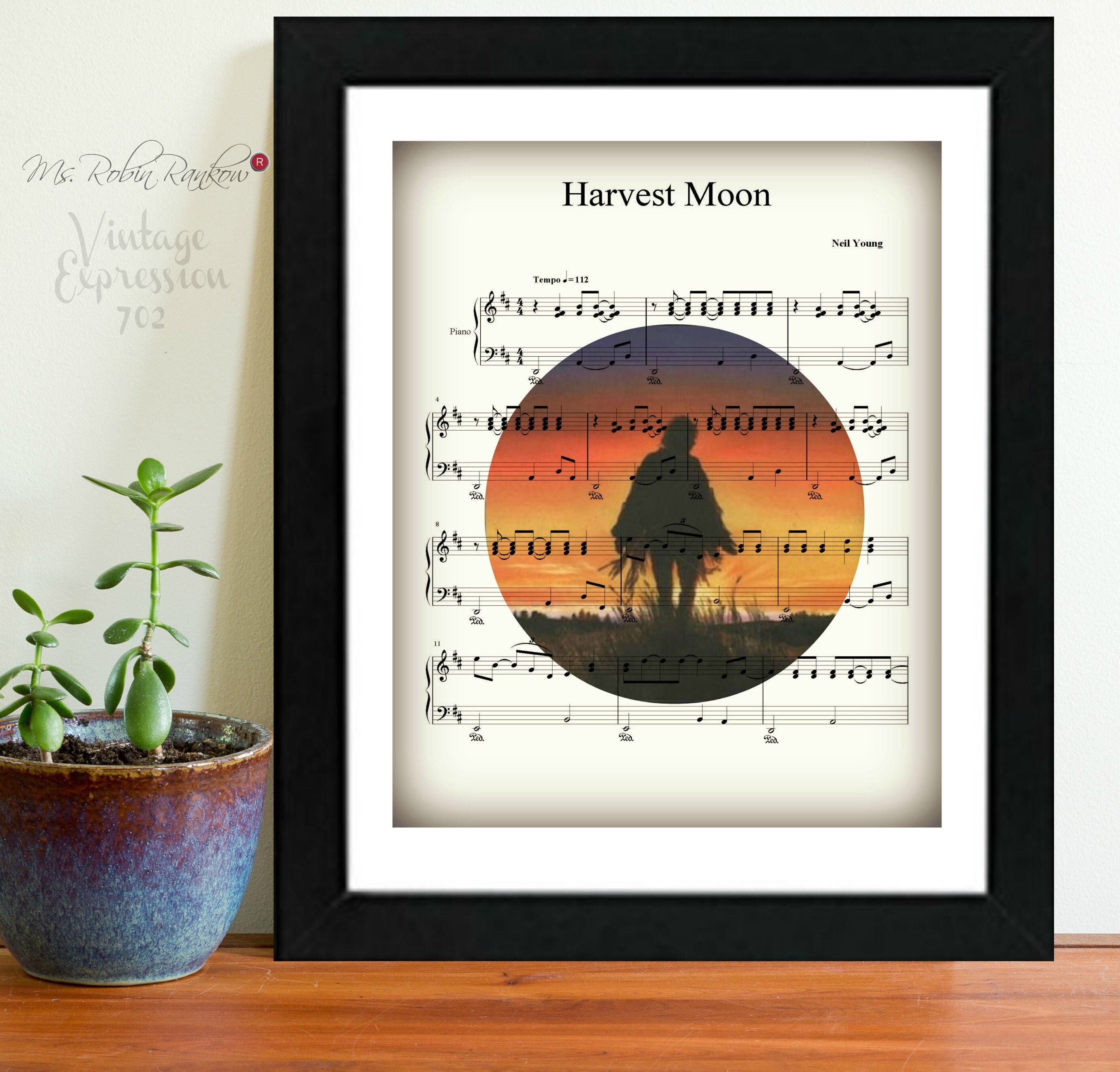 Harvest Moon, Neil Young, Music Sheet, Print ~ Valentines Day ...