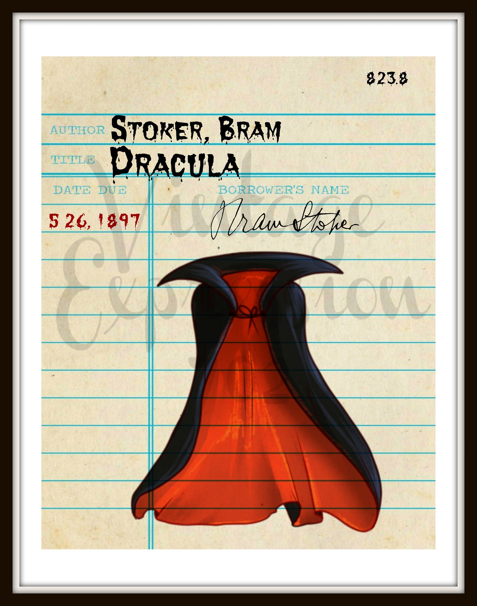 Dracula, Bram Stoker, Vintage Library Card Art, Book Art, Print - Etsy