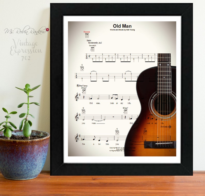 Neil Young, Old Man, Music Sheet, Print, Art - Etsy