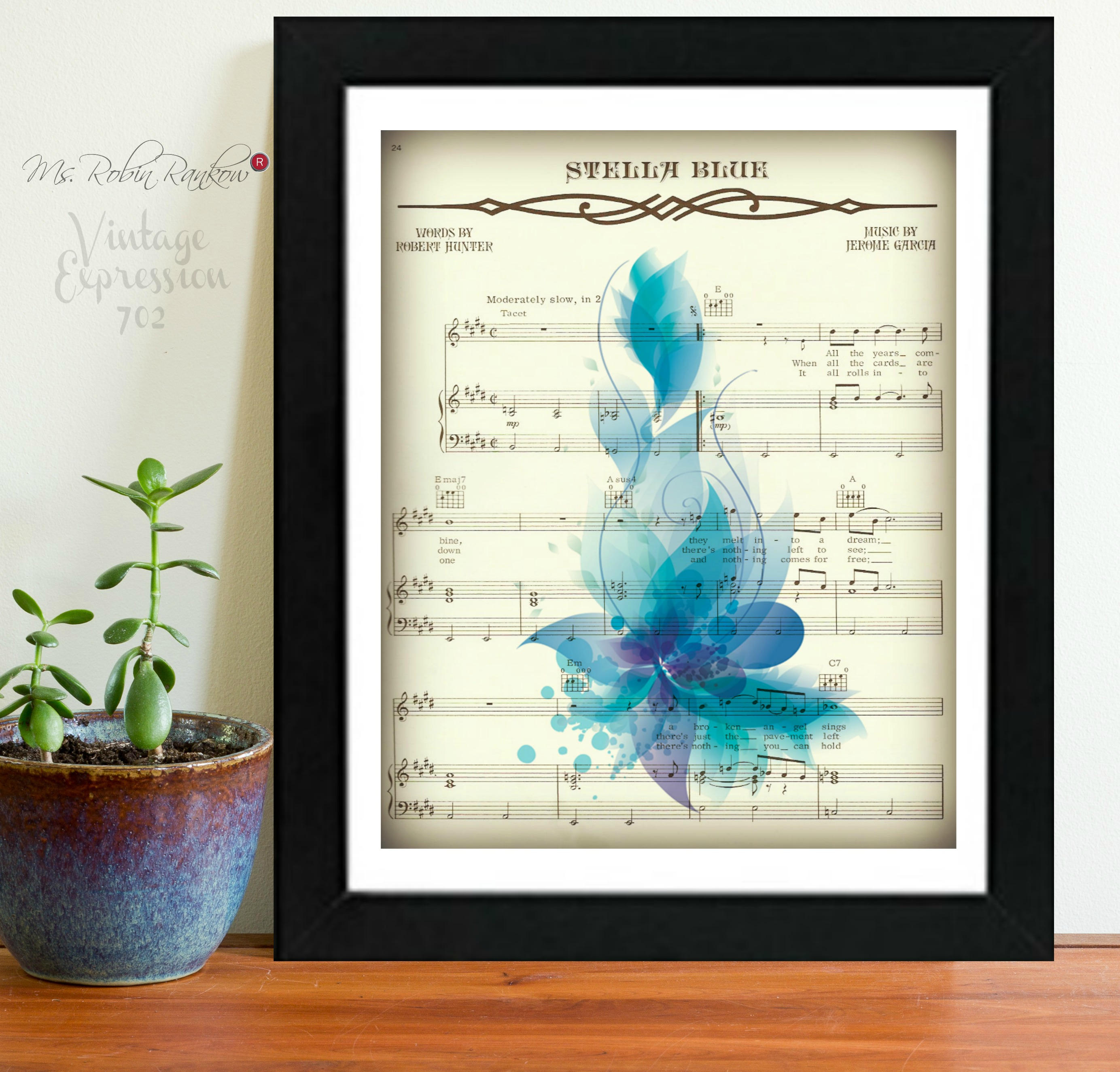 Grateful Dead Stella Blue Music Sheet Print Art | Etsy