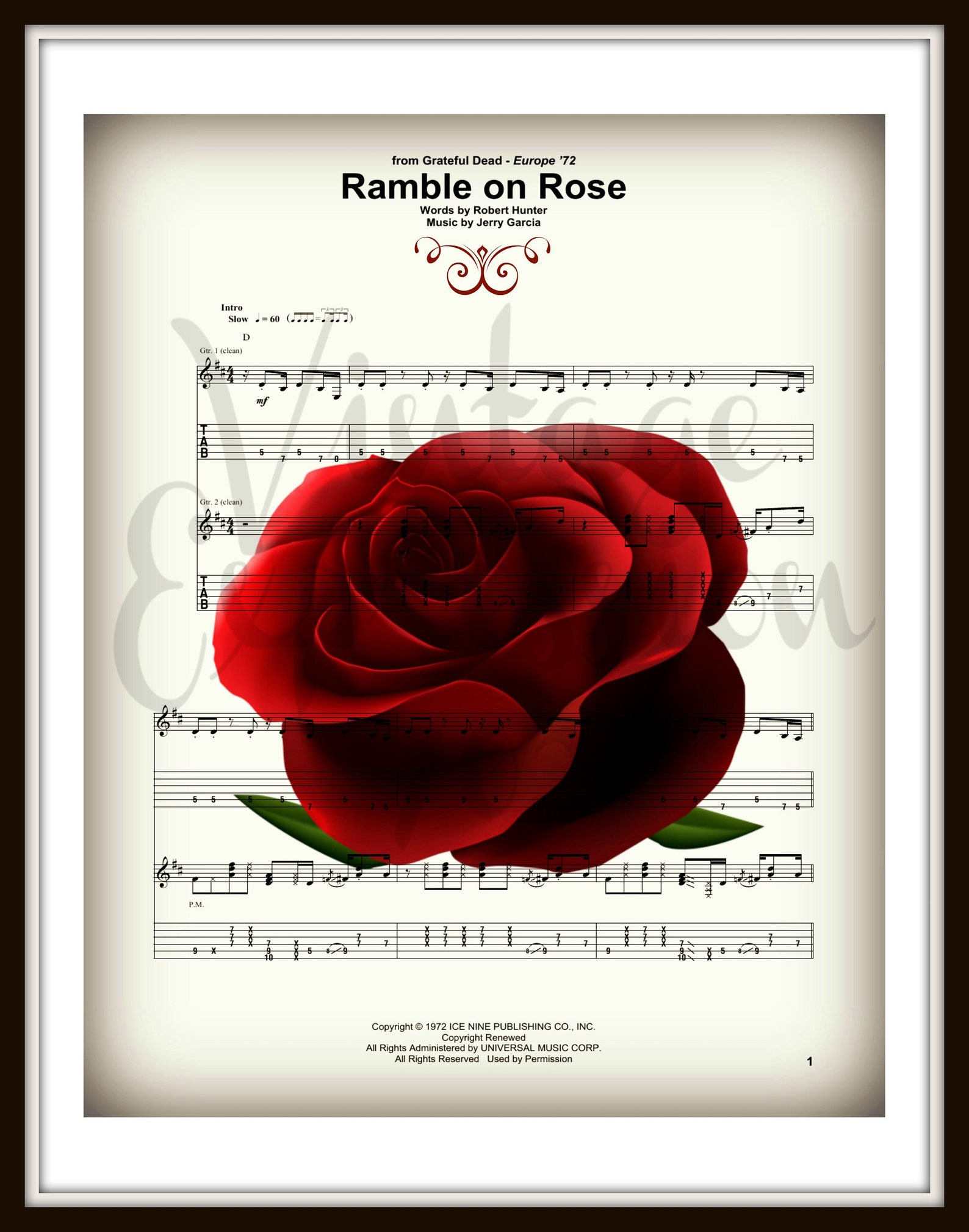 Grateful Dead Ramble on Rose on Song Music Sheet Print - Etsy
