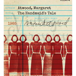 Margaret Atwood, the Handmaid's Tale, Vintage Library Card Art, Book ...