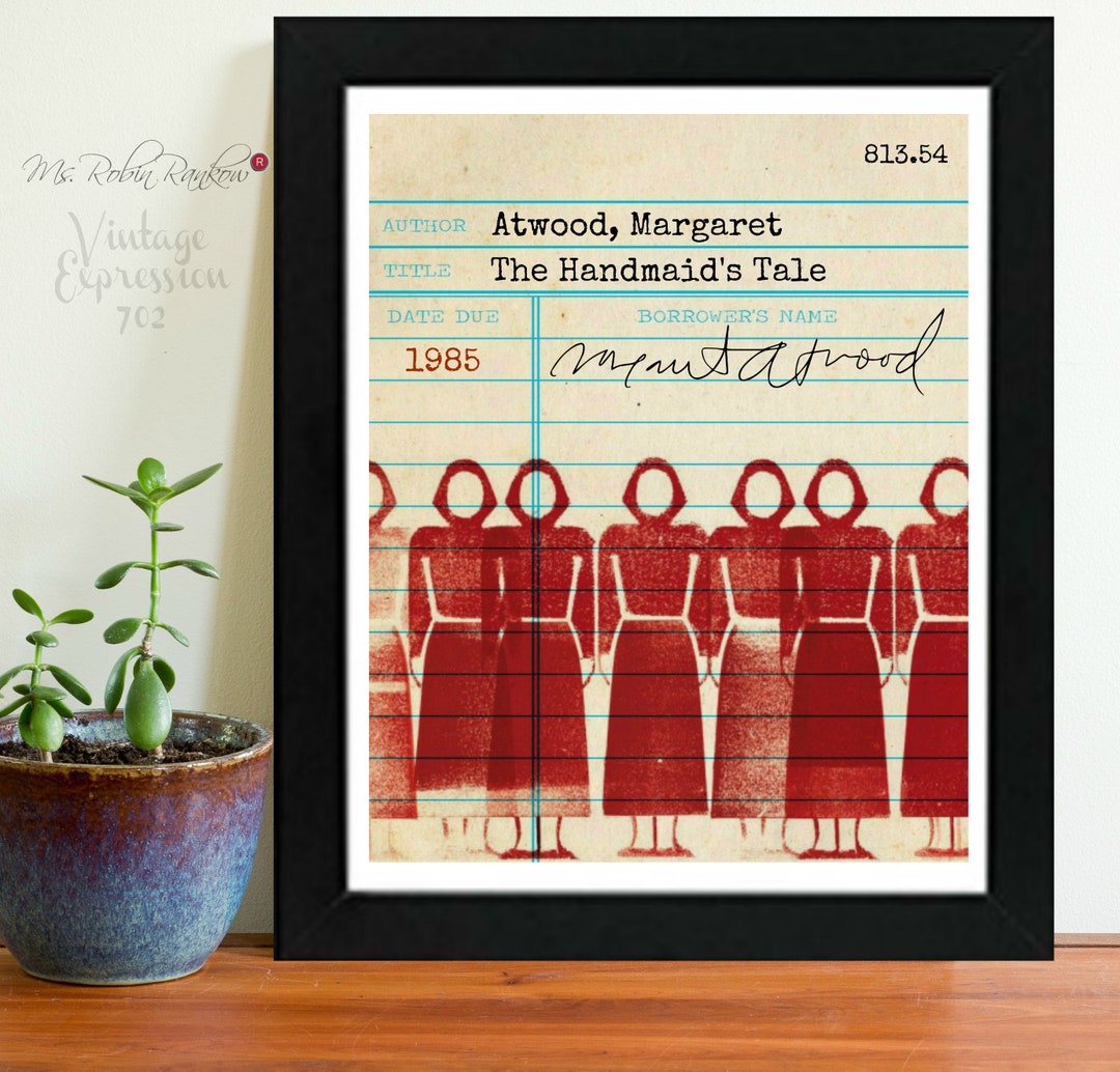 Margaret Atwood, the Handmaid's Tale, Vintage Library Card Art, Book ...