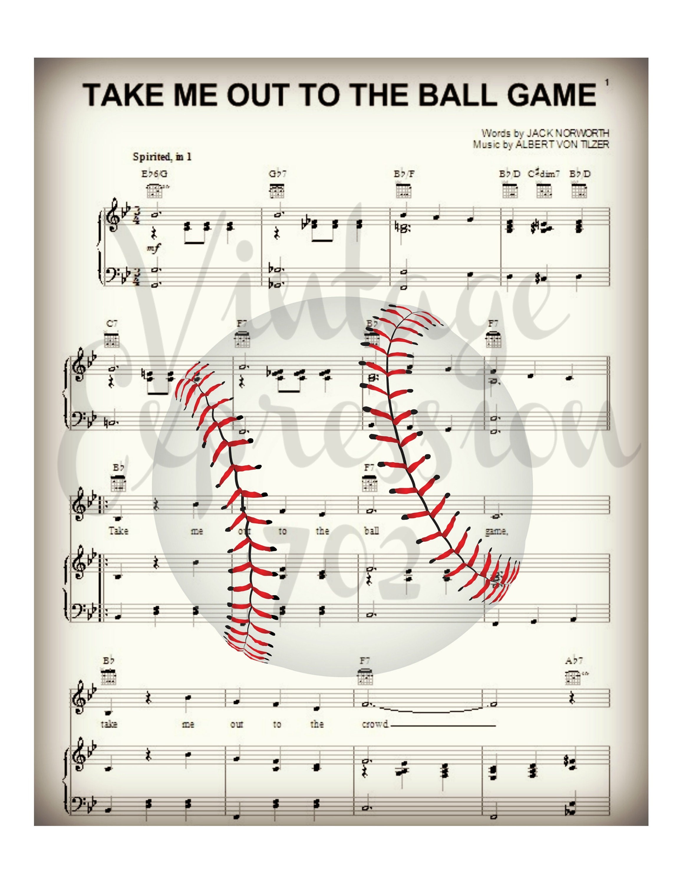Take Me Out to the Ball Game, Music Sheet, Print