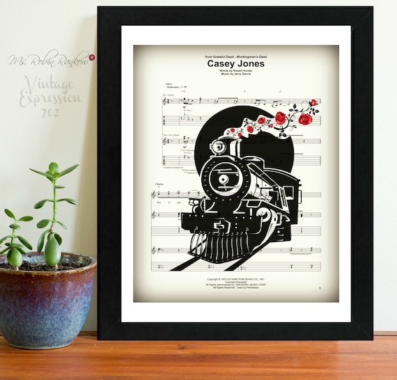 Grateful Dead Casey Jones on Lyric Song Music Sheet Print | Etsy