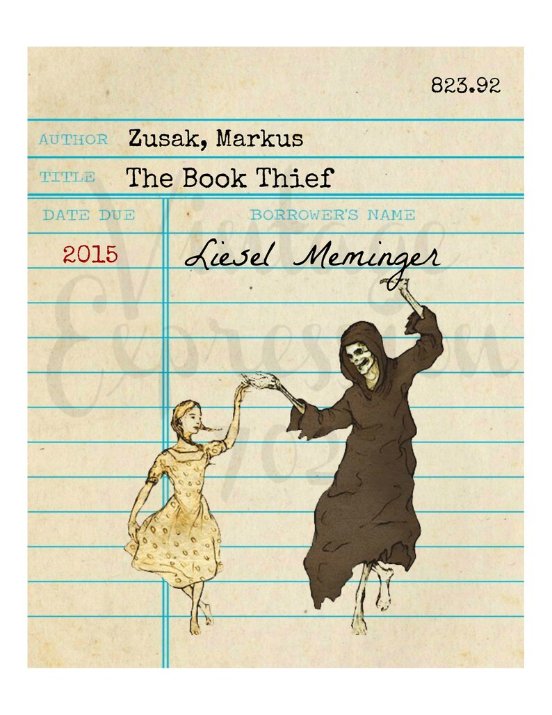 The Book Thief, Markus Zusak, Vintage Library Card Art, Book Art ...