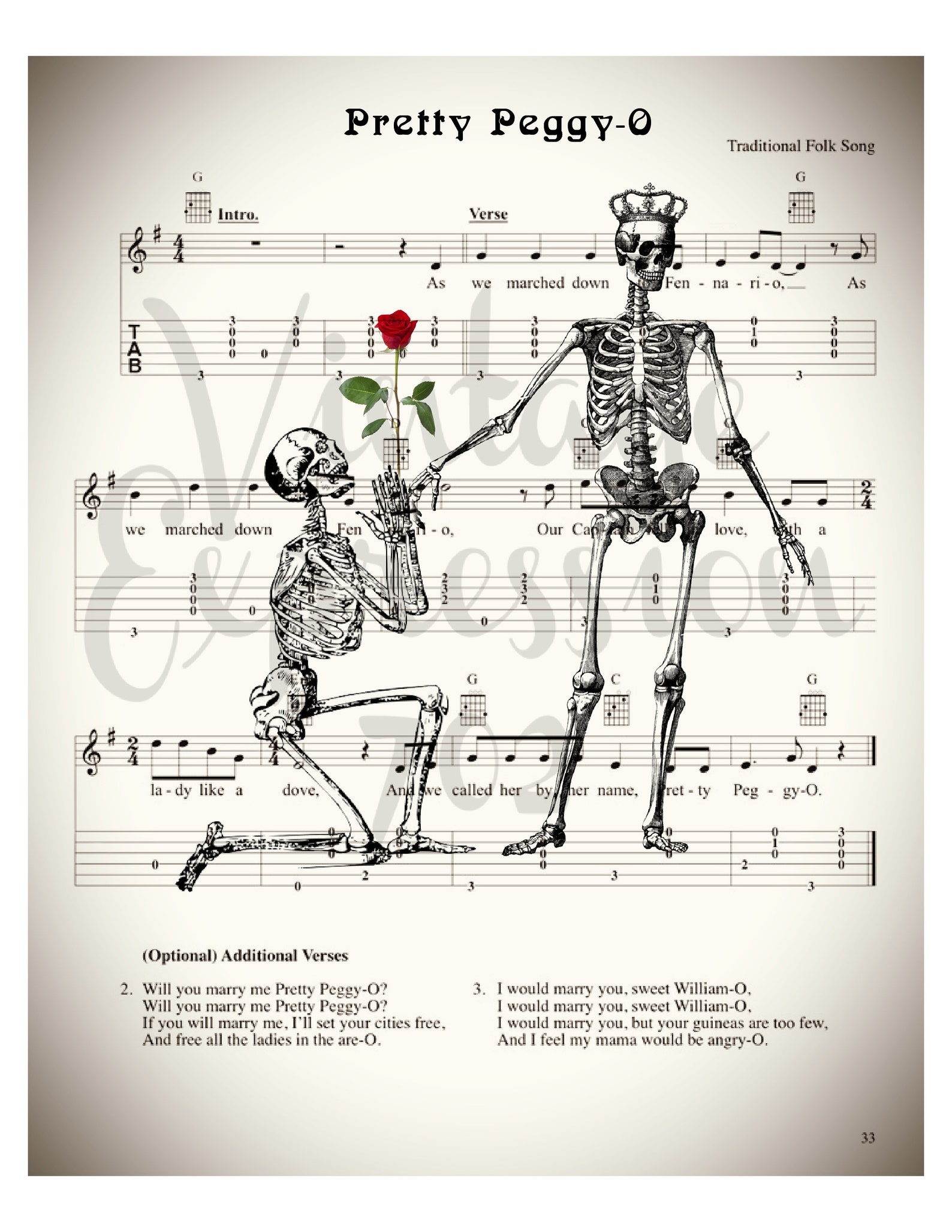 Grateful Dead (pretty) Peggy O, on Music Sheet, Print - Etsy