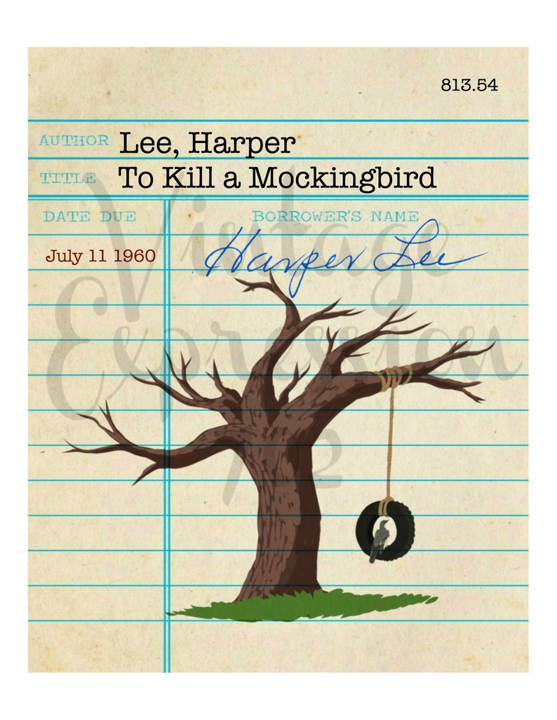 Harper Lee to Kill a Mockingbird Vintage Library Card Art - Etsy