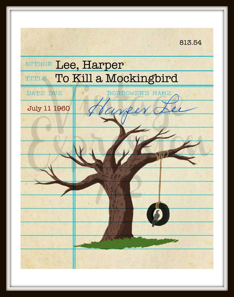 Harper Lee to Kill a Mockingbird Vintage Library Card Art | Etsy
