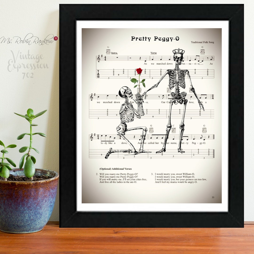 Grateful Dead (pretty) Peggy O, on Music Sheet, Print - Etsy