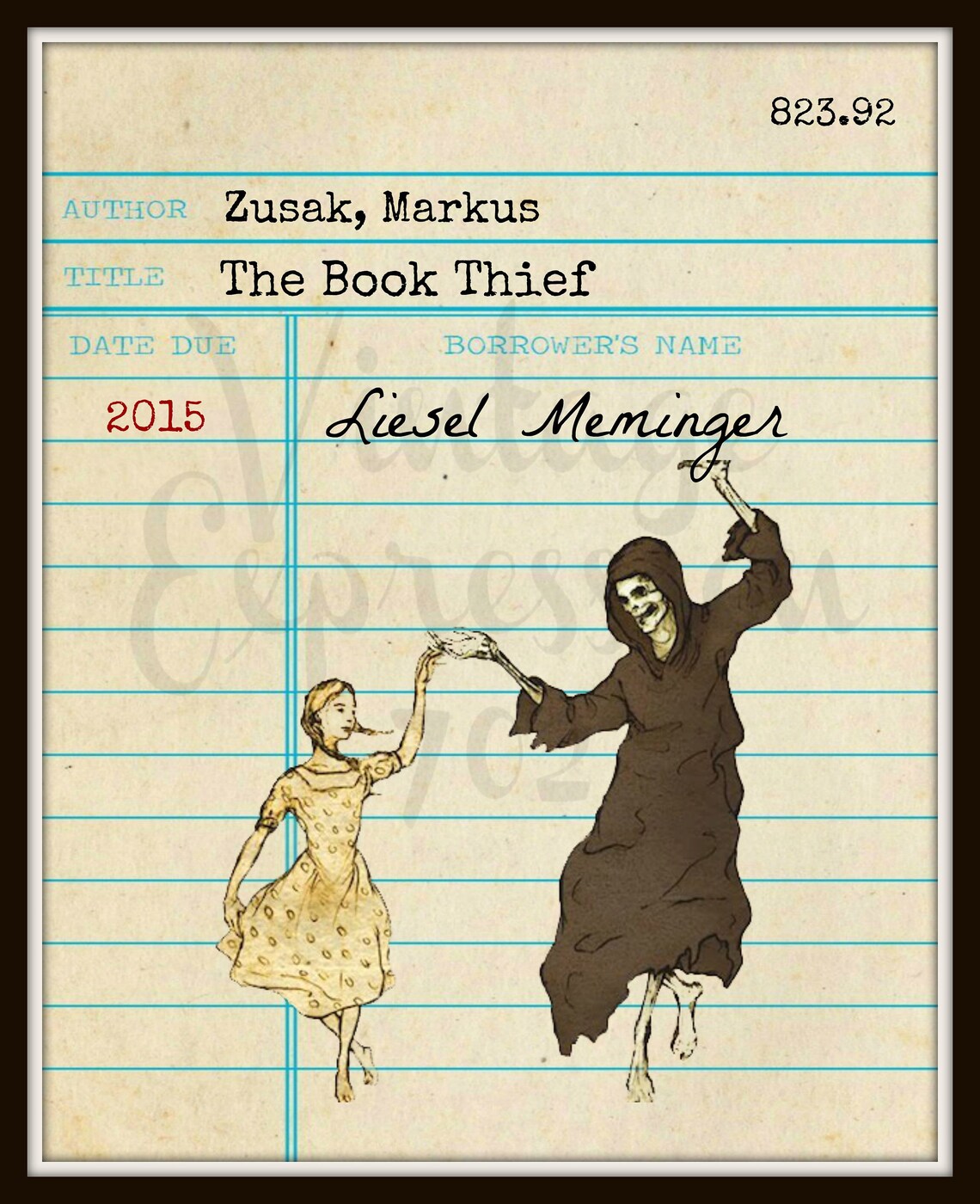 The Book Thief Markus Zusak Vintage Library Card Art Book | Etsy