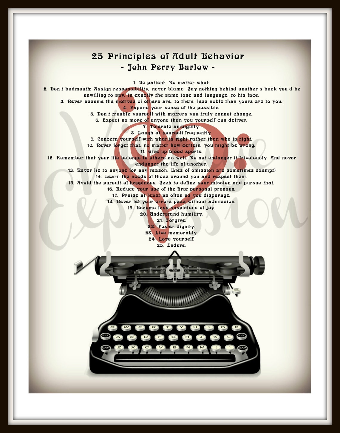 25 Principles of Adult Behavior John Perry Barlow Grateful - Etsy