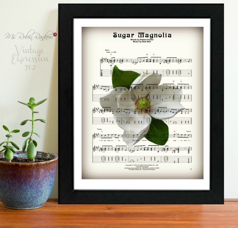 Grateful Dead Sugar Magnolia Song Music Sheet Print - Etsy