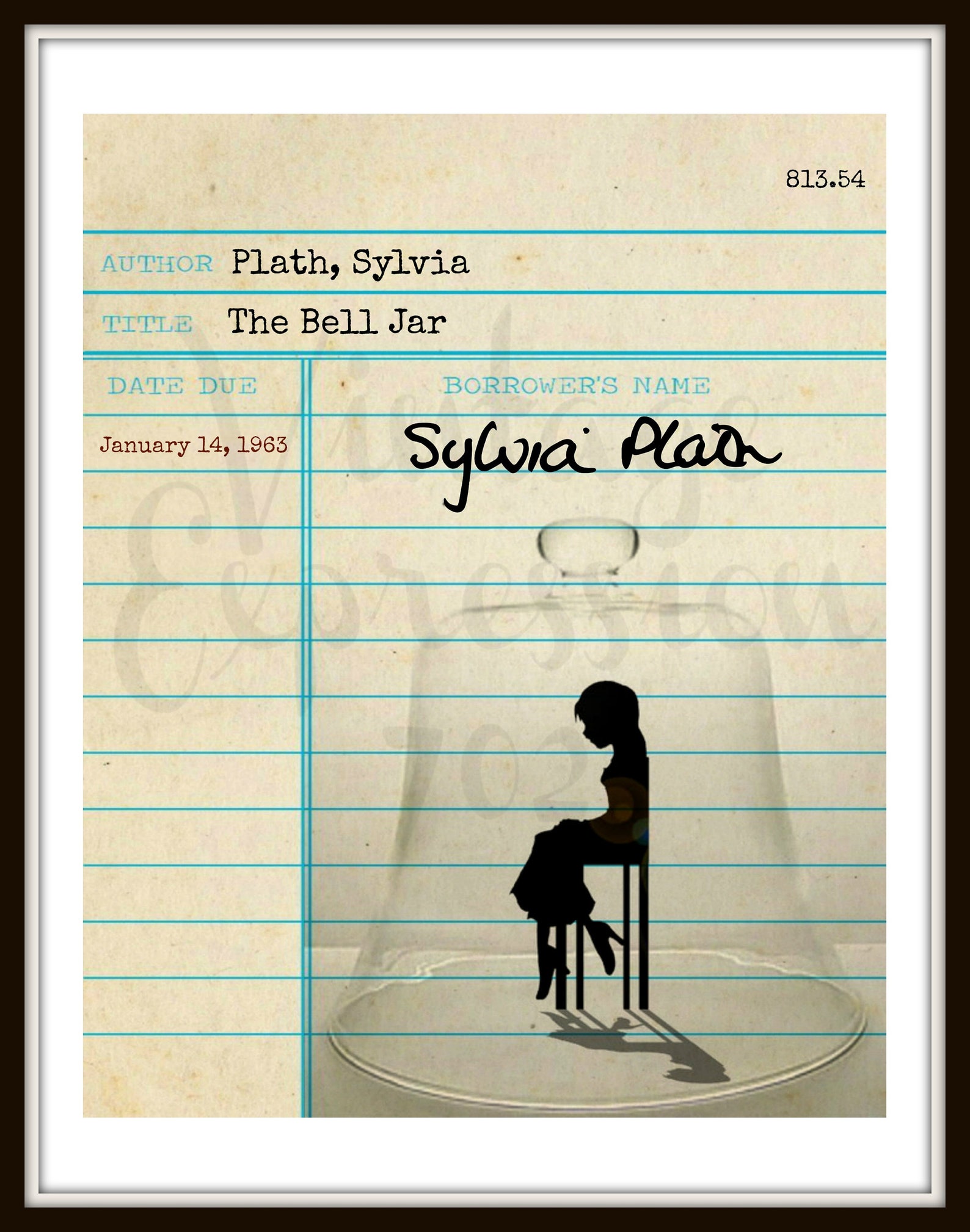 Sylvia Plath the Bell Jar Vintage Library Card Art Book - Etsy