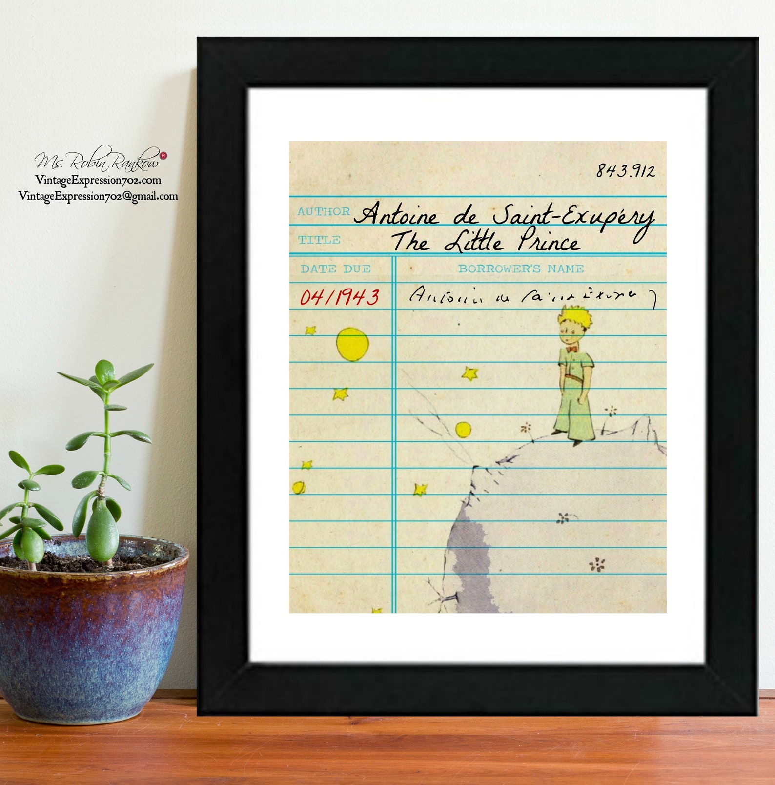 The Little Prince, Antoine De Saint-exupéry, Vintage Library Card Art ...