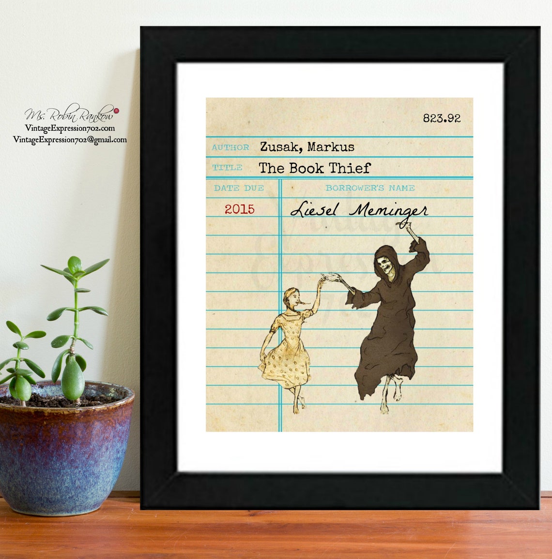 The Book Thief, Markus Zusak, Vintage Library Card Art, Book Art ...