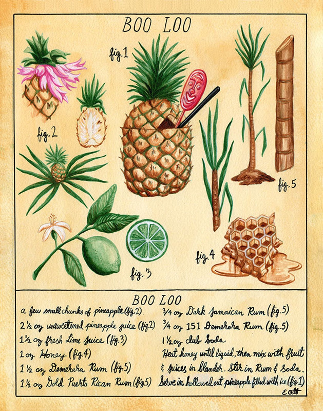 Botanical Boo Loo Print (classic Tiki Cocktail) - Etsy