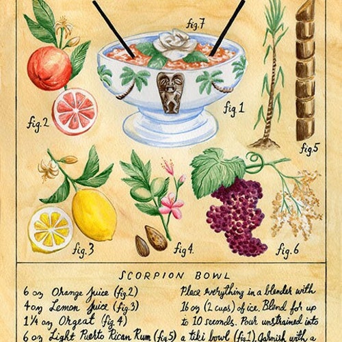 Botanical Boo Loo Print classic Tiki Cocktail - Etsy