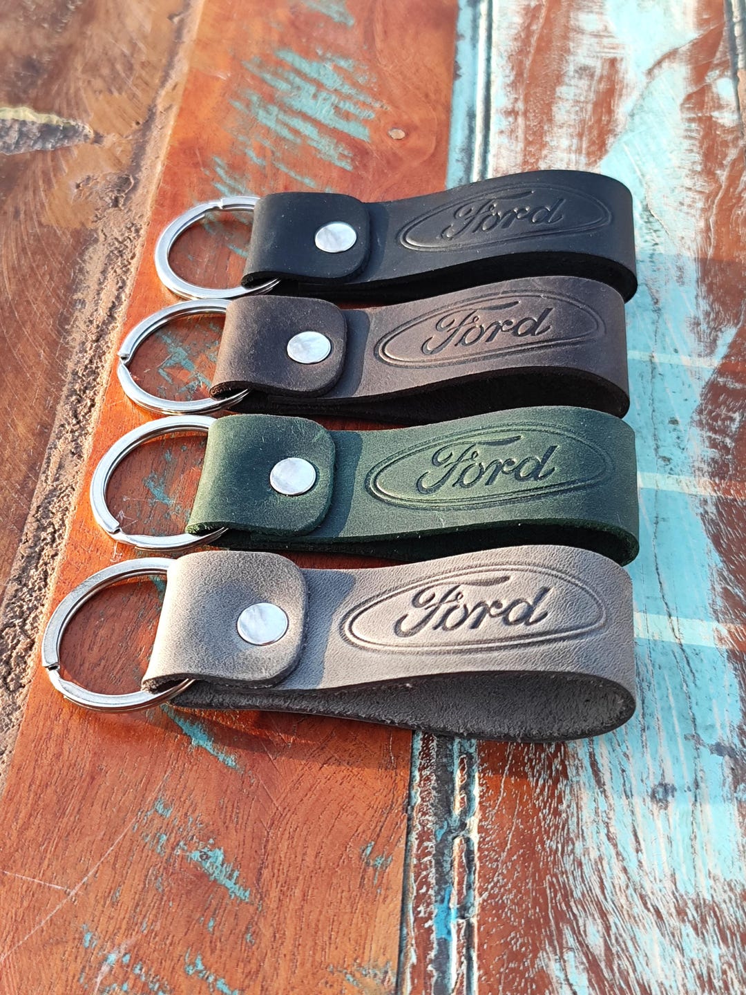 Personalized FORD Leather Keychain | Handmade Keyring | Custom Initials ...