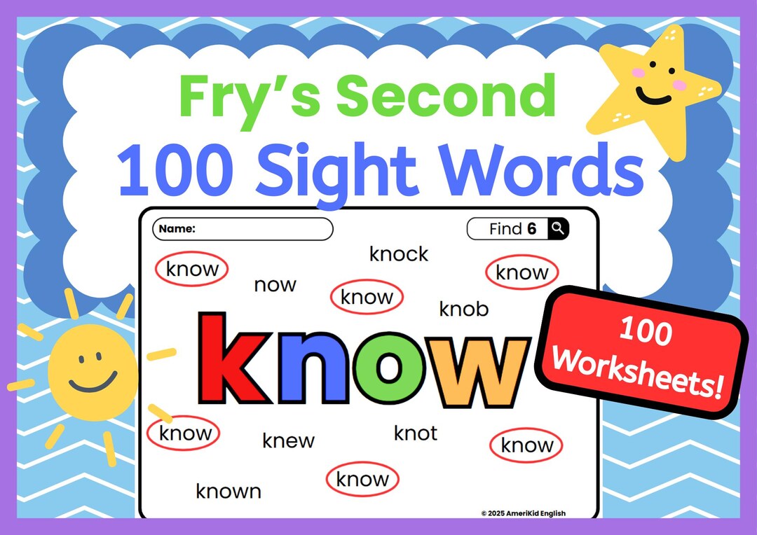 Fry’s Second 100 Sight Words Worksheets – Color & Circle Activity ...