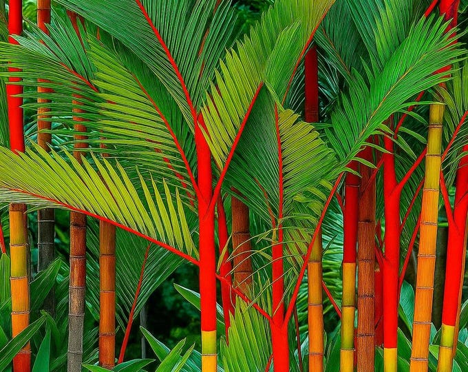 10 Red Sealing Wax Palm Tree Seeds - Cyrtostachys Renda - Lipstick Palm ...