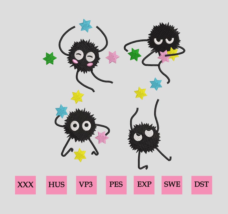 Soot Sprites Embroidery Designs, Ghibli Machine Embroidery, Soot ...