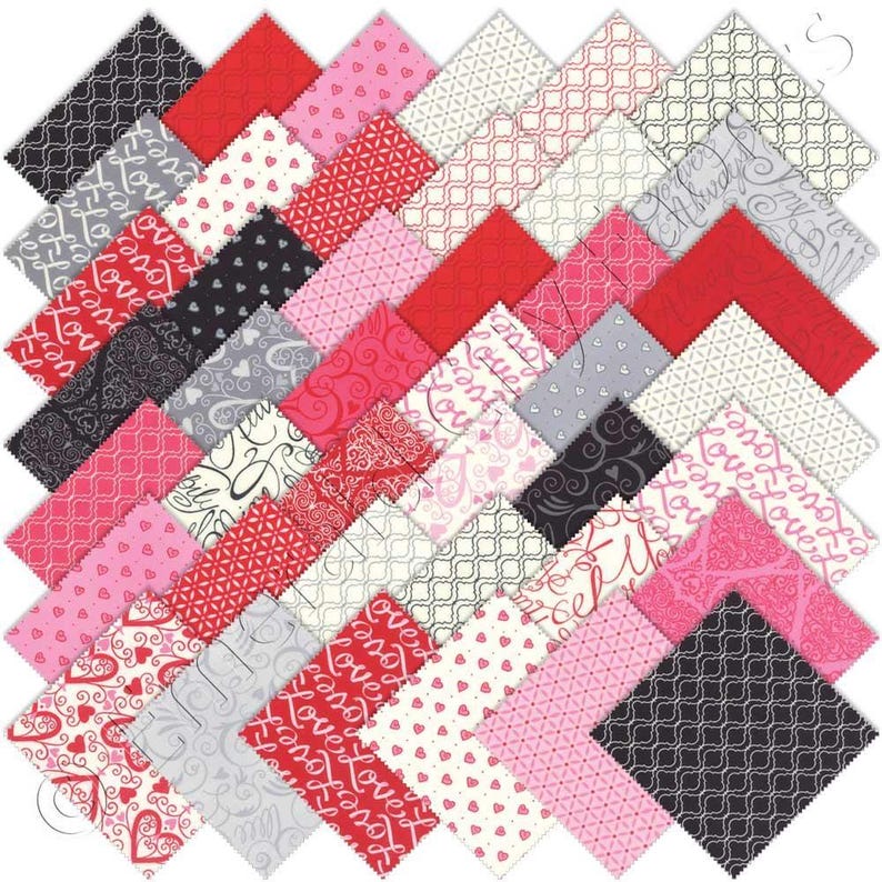 Moda Fabrics Valentine Charm Packs - #love; Ever After; First Crush ...