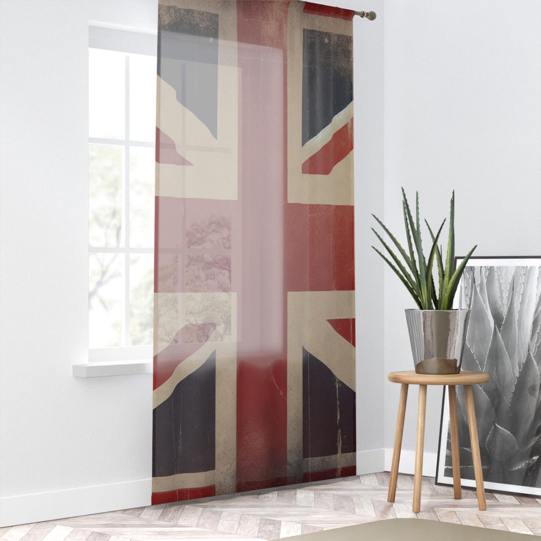British Vintage Union Jack Window Curtain, British Home Decor, Elegant ...