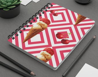 Cute Ice Cream Cone Journal Notebook Gift for Kids Teens, Spiral ...