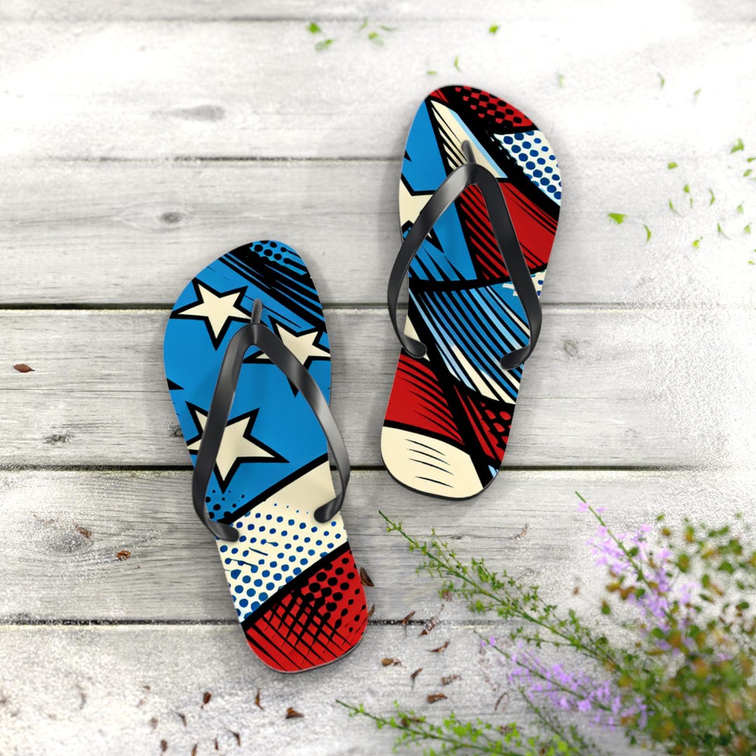 Patriotic Star Flip Flops: Fun Summer Footwear - Etsy