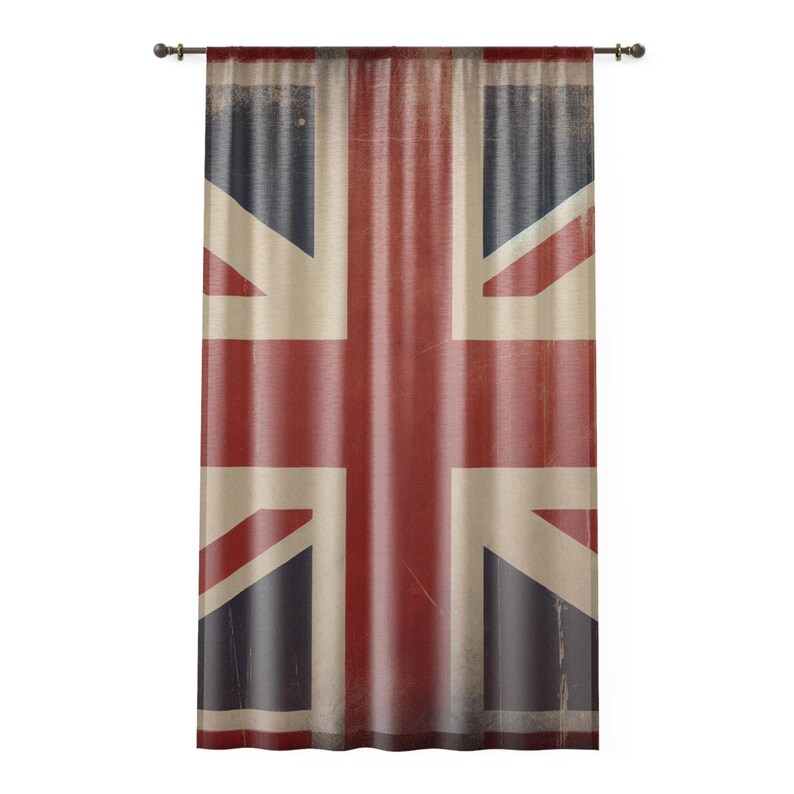 British Vintage Union Jack Window Curtain, British Home Decor, Elegant ...