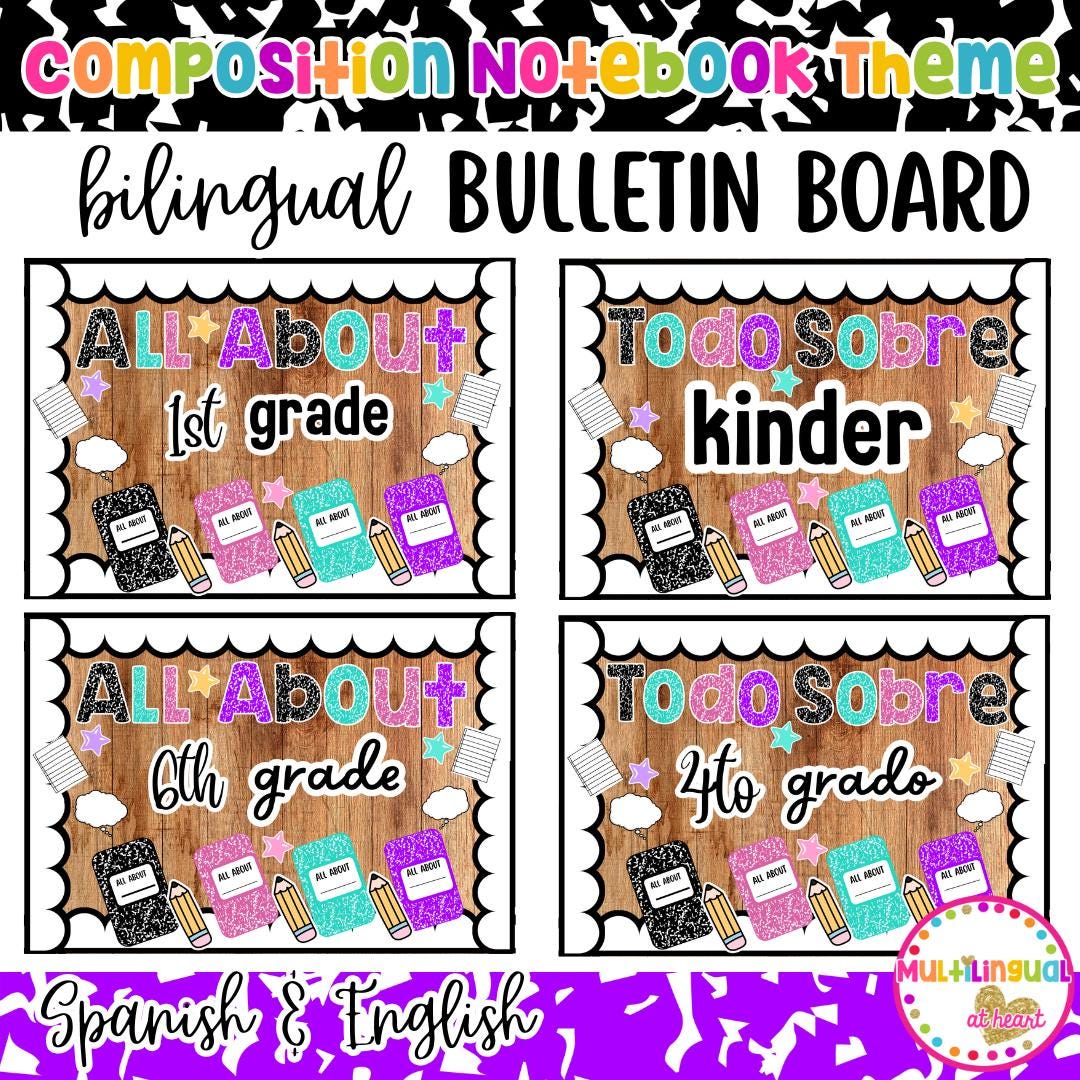 Bilingual All About Me Bulletin Board Kit | Spanish & English (PDF) - Etsy