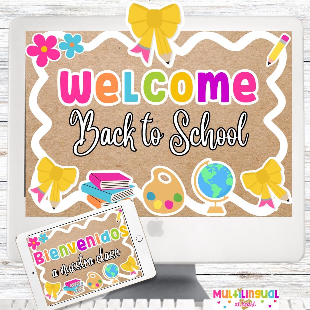 Editable Bilingual Banner Themed Back to School Slides in Spanish ...