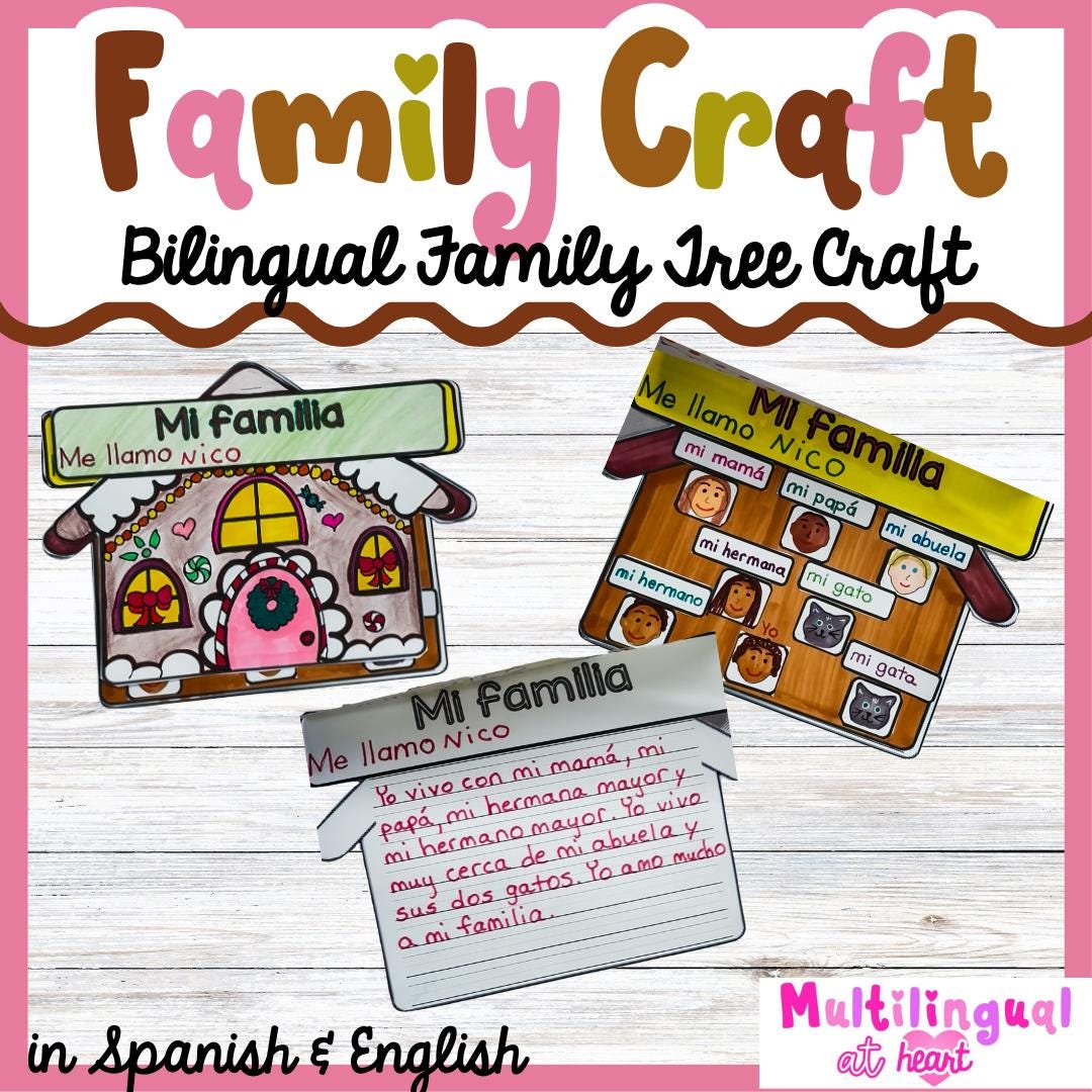 Gingerbread House Craft| Family Tree in Spanish&english Art+writing ...