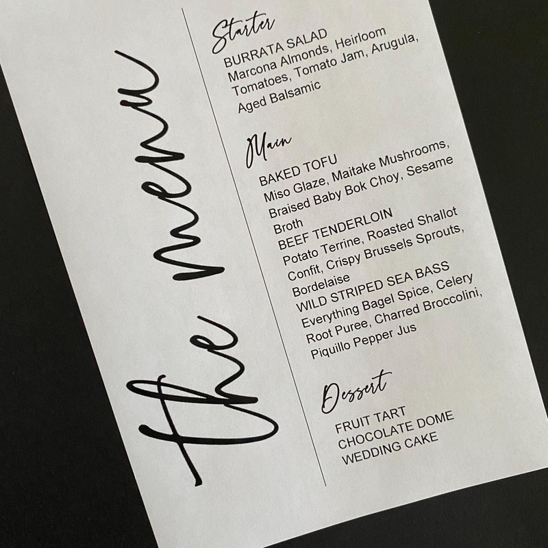 Personalized Menu Cards - Etsy