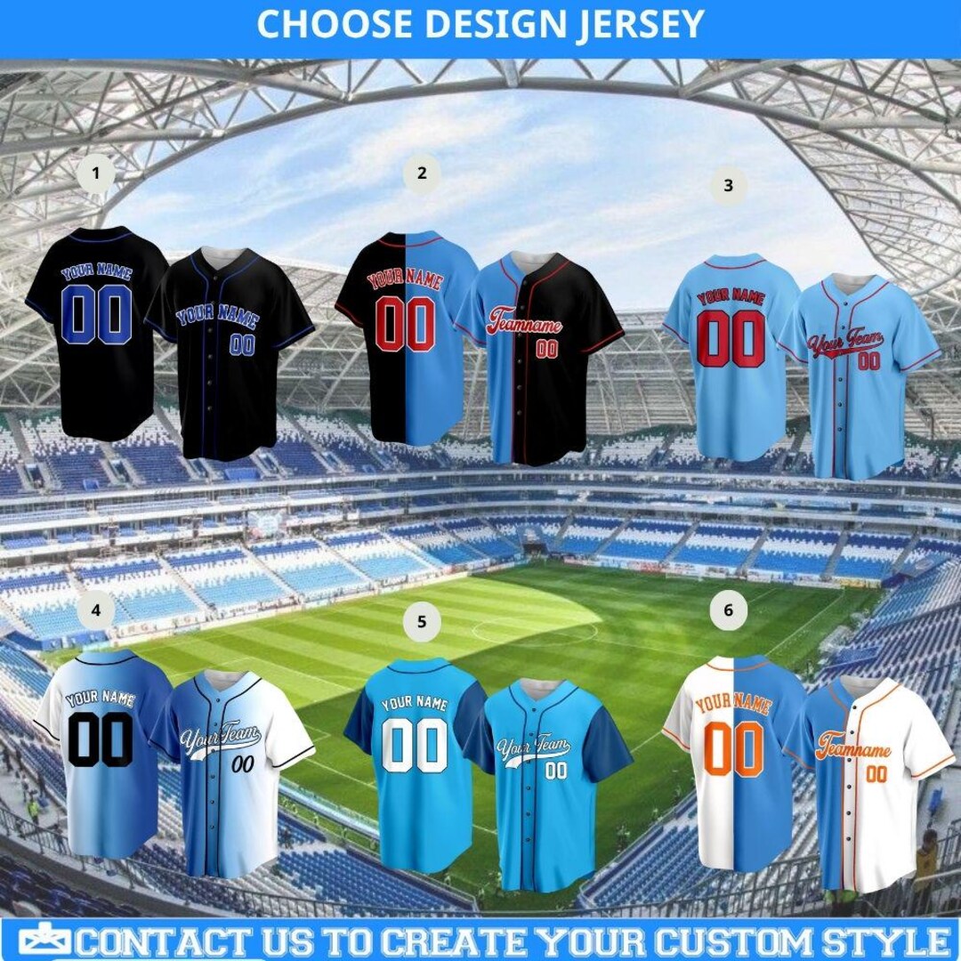 Custom Split Color Baseball Jersey, Personalized Name Number, Game Day ...