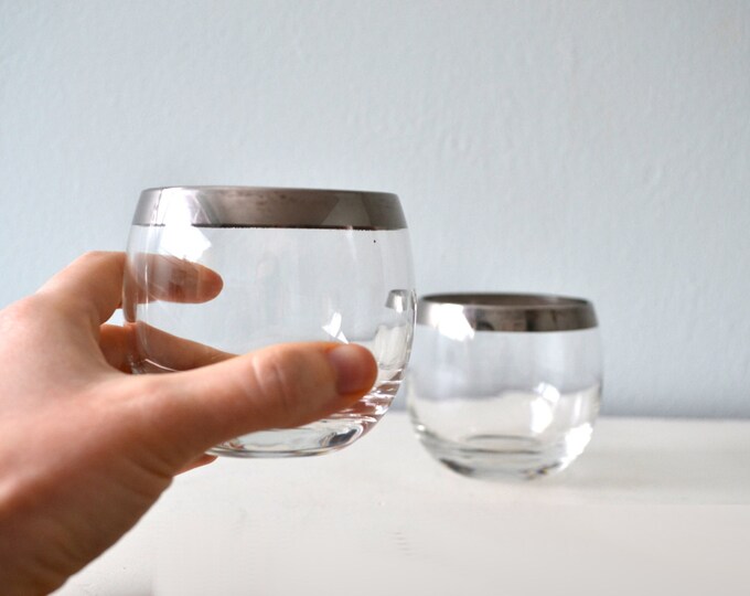 Vintage Mad Men Glasses Roly Poly Glassware, Silver Rim Drinking ...