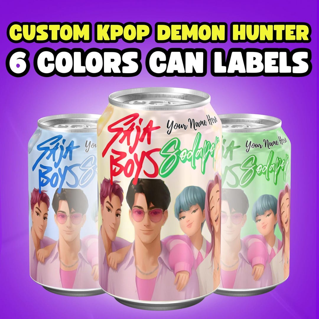 Saja Boys Soda Can Labels 12 oz Cans, 6 Flavors Kpop Soda Pop Can Wrap ...