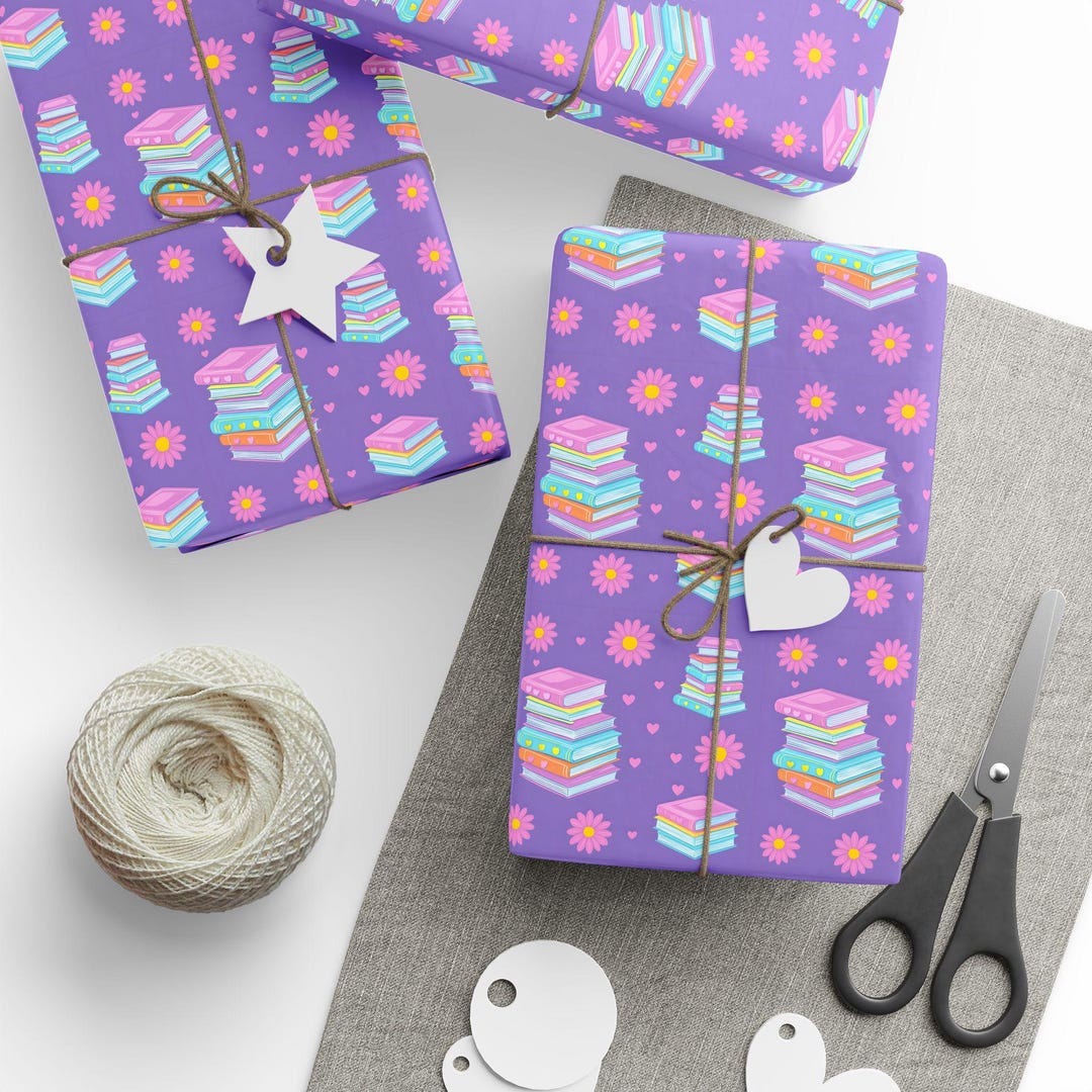 Book Themed Wrapping Paper - Colorful Gift Wrap for Readers, Book ...