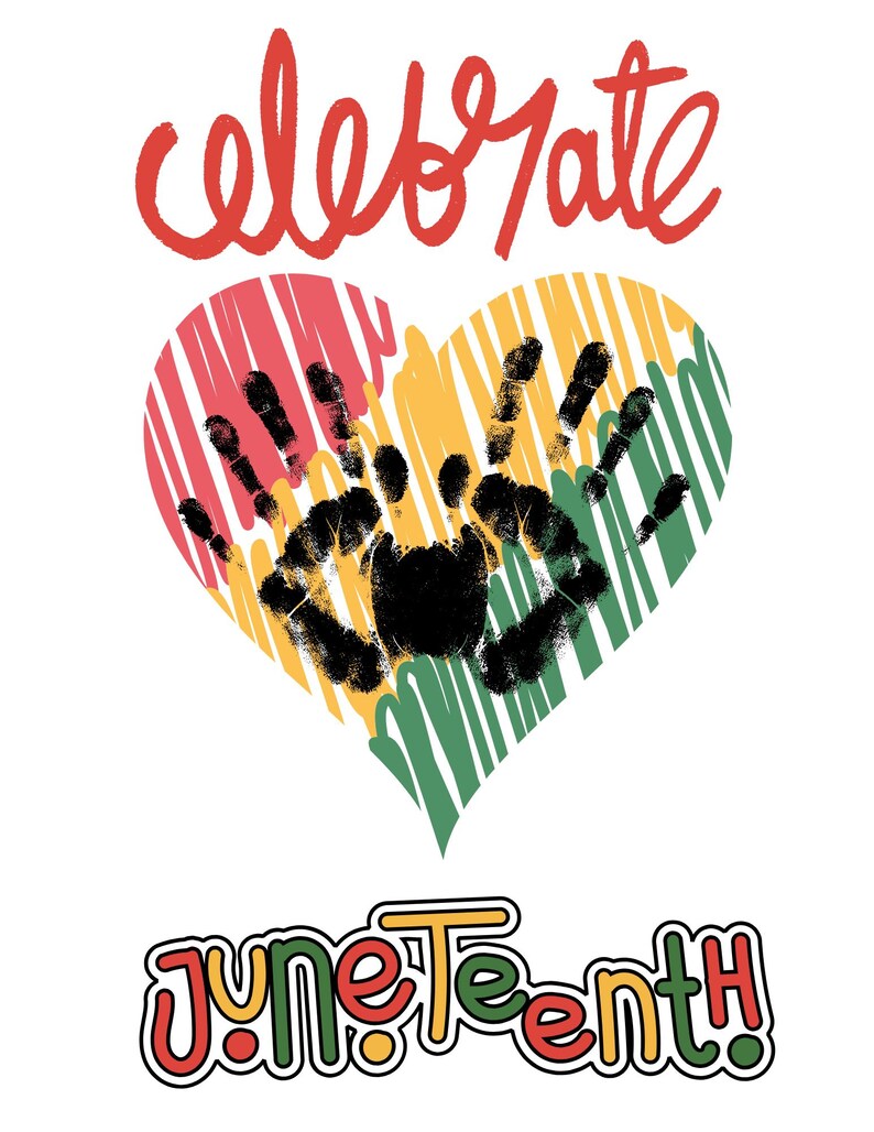 Juneteenth Handprint Art | Printable "celebrate Juneteenth" Heart | DIY ...