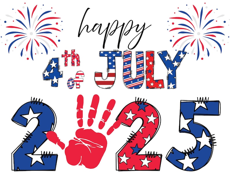 Happy 4th of July 2025 Handprint Art – Patriotic Printable Kids Craft ...