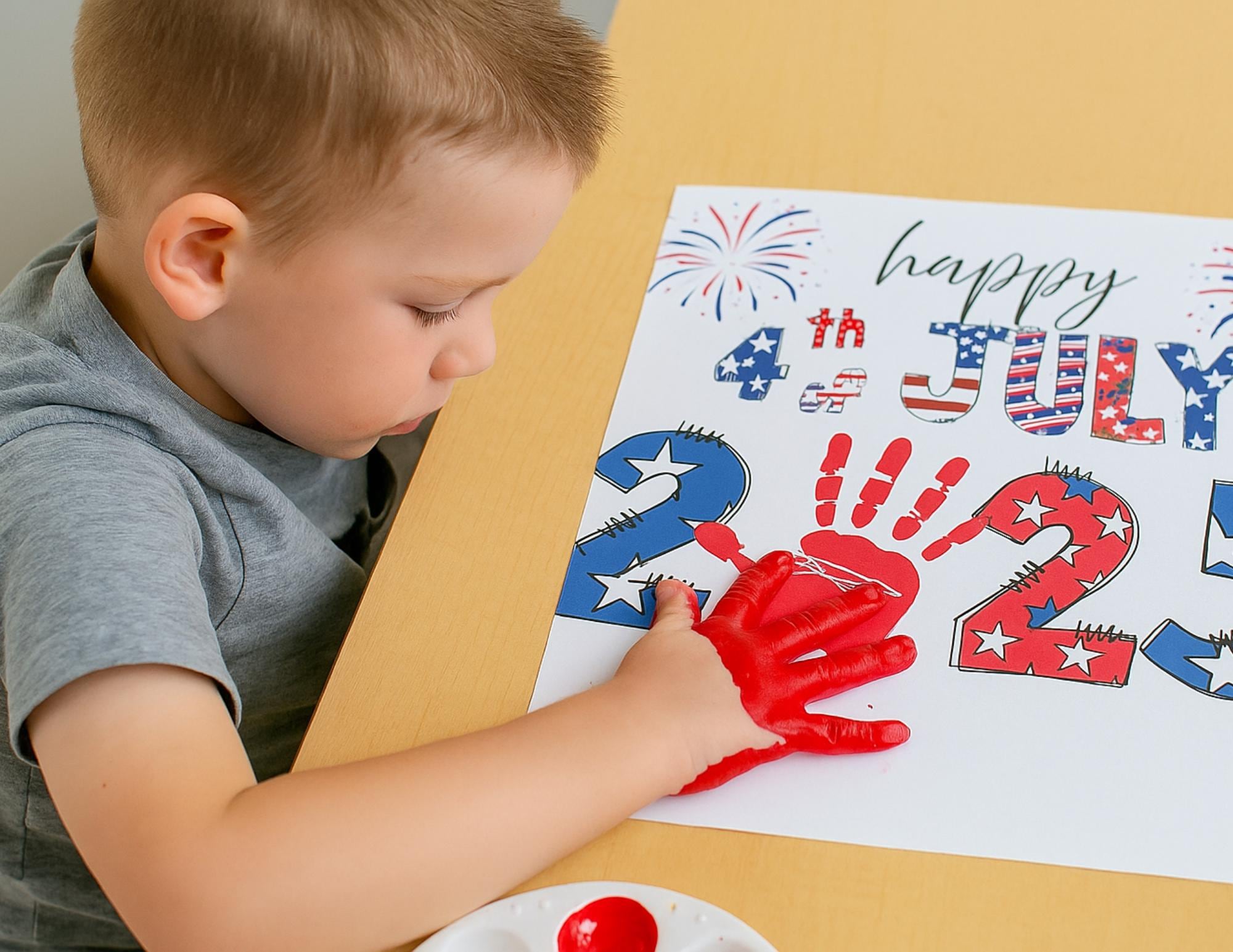 Happy 4th of July 2025 Handprint Art – Patriotic Printable Kids Craft ...