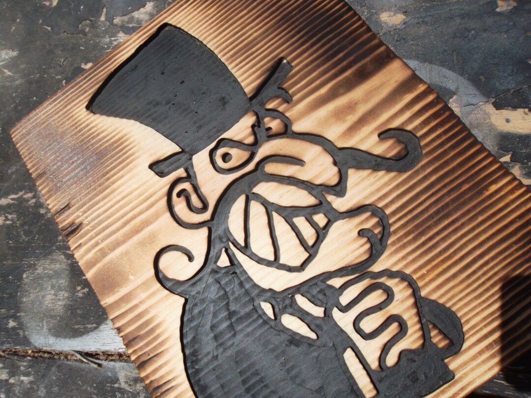 Snidely Whiplash, Wooden Wall Art, Bullwinkle Villain, Handmade Wood ...